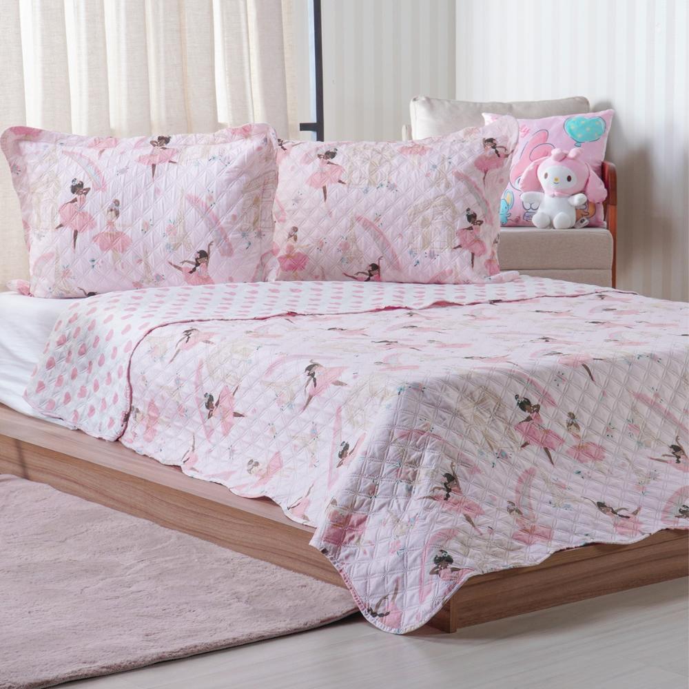 Kit Colcha Cobreleito Casal Bailarinas Ultra Lisse Infantil Kids Bene Casa